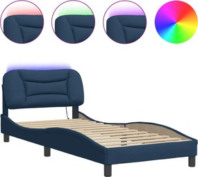 Rám postele s LED bez matrace Hvar Modrá 90x200 cm Látka 3213682