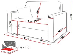 Dvoumístná rozkládací pohovka PENN 1 - šedá