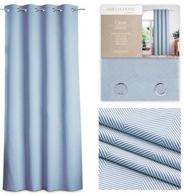 Závěs AmeliaHome Clear s průchodkami 140x250 modrý/bílý