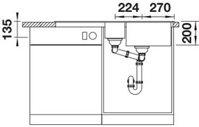Blanco Adira 6 S, silgranitový dřez 1000x500x200 mm, 1,5-komorový, černá, BLA-527601