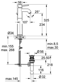 GROHE 32868000 - Umyvadlová baterie BAUCLASSIC DN 15 lesklý chrom