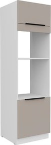 ARIA lb | vysoká skříňka 60 DPM-210 2F na vestavnou troubu a mikrovlnku | 60 cm | ANTI FINGERPRINT povrch | bílá/béžová