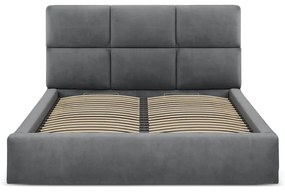 Šedá čalouněná dvoulůžková postel s úložným prostorem s roštem 140x200 cm Libera – Windsor &amp; Co Sofas