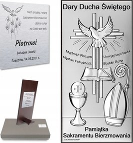 Stříbrný obrázek s Duchem svatým suvenýr biřmování gravírování od Svědka