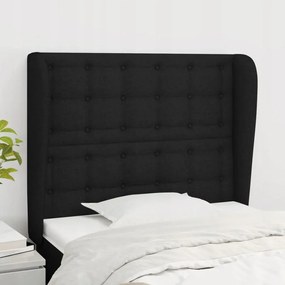 Čelo Postele Typu Ušák Světle Šedé Textil Černá 83 x 23 x 118/128 cm