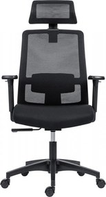 Kancelářská ergonomická židle DELFO — síť / látka, černá