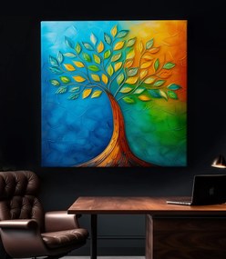 Obraz na plátně - Strom života Jemné větvičky FeelHappy.cz Velikost obrazu: 140 x 140 cm