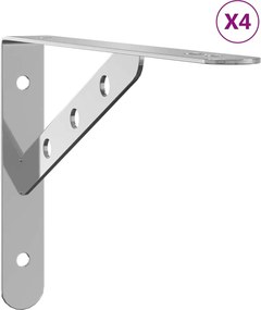 Policové držáky 4 ks 23,5x2,5x15,5 cm stříbrné nerezová ocel 30298