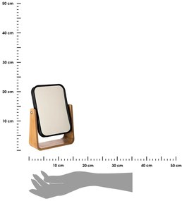 Stolní zrcadlo Natureo, černá/s dřevěnými prvky