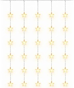 LED vánoční svíticí hvězdy do okna, 120 × 120 cm teple bílá, 30 diod, čirý kabel, IP20 do interiéru, prodlužovací