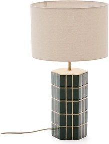 Zelená/krémová stolní lampa s textilním stínidlem (výška 61,5 cm) Rue – Kave Home