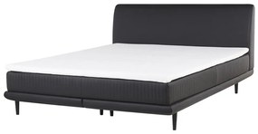 Kontinentální čalouněná postel 140 x 200 cm černá MADAME Beliani