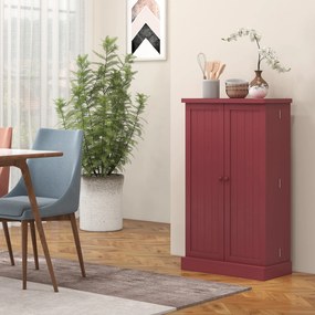 HOMCOM Kuchyňský Buffet Úložný Skříňka 12 Nastavitelných Polic Dveřní Police 60 x 30 x 104 cm pro Obývací Pokoj a Jídelnu v Červeném Dřevě