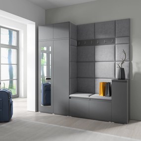 Eka Předsíňová stěna s čalouněnými panely Trinity 26 - Grafit / Tmavá šedá 2315