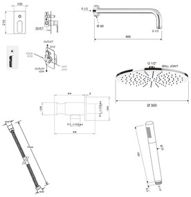 Sapho SPY podomítkový sprchový set s pákovou baterií, otočný přepínač, 2 výstupy, bílá mat PY42/14-01