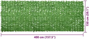 Balkónová zástěna se zelenými listy 400 x 150 cm 315504