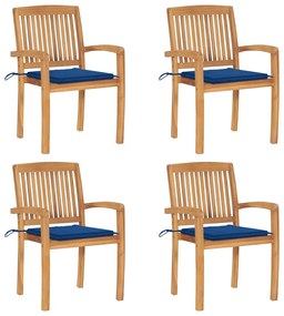 Stohovací zahradní židle s poduškami 4 ks masivní teak,  3073220