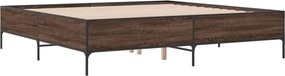 Rám postele hnědý dub 200 x 200 cm kompozitní dřevo a kov 3279781