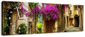 Gario Obraz s hodinami Staré město v Provence - 3 dílný Rozměry: 90 x 70 cm