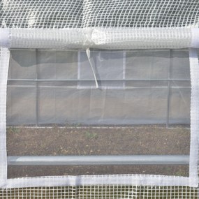 Fóliový skleník Outsunny 3,97 x 3,02 x 2 m s UV ochranou, větruodolný skleník na rajčata s ocelovými bočními dveřmi v bílé barvě