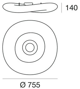 Stilnovo Mr.Magoo, stropní svítidlo z polyethylenu, 26W LED 3000K stmívatelné DALI, prům. 75,5cm