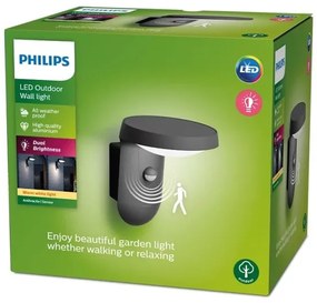 Philips - LED Venkovní nástěnné svítidlo se senzorem TYLA LED/9W/230V 2700K IP44
