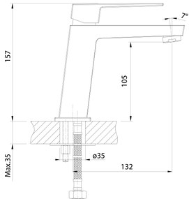 Aqualine Aqualine, RITMO 26 stojánková umyvadlová baterie bez výtoku, chrom, RT001