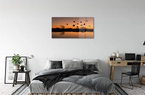 akrylový obraz Létající ptáky sunset 100x50 cm