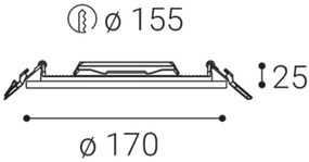 LED2 SLIM-R, zápustné stropní LED svítidlo, IP43 Velikost svítidla: S