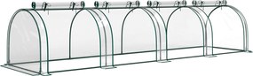 Outsunny Fóliový skleník Skleník s dveřmi Studený rám Rostlinná školka Rostlinný dům Fólie Ocel PVC Transparent 395 x 100 x 80 cm | Aosom