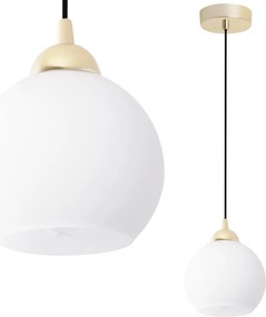 Závěsné svítidlo Eliza, 1x bílé skleněné stínítko, g/b
