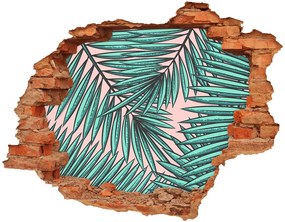 Wallmuralia Nálepka 3D díra na zeď Listí palmy 90x70 cm