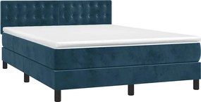 Box spring postel s matrací tmavě modrá 140x190 cm samet 3141543