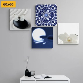 Set obrazů Feng Shui v bílo-modrém provedení - 4x 60x60 cm