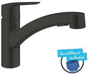 Grohe QuickFix Start - Dřezová baterie s výsuvnou sprškou, matná černá 305312431