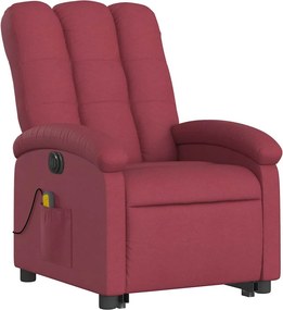 Elektrické zvedací masážní polohovací křeslo vínové textil 3204131