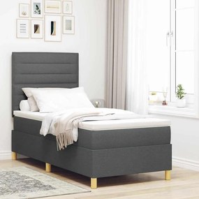 Postel s boxspringem s matrací Tmavě šedá 100 x 200 cm textil 3339519