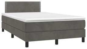 vidaXL Box spring postel s matrací a LED tmavě šedá 120 x 190 cm samet