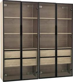Aosom Koupelnová skříňka 74x36x155 cm s LED osvětlením do koupelny, praktická pro rodinnou koupelnu, černá