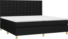 Box spring postel s matrací a LED černá 200x200 cm textil 3135783