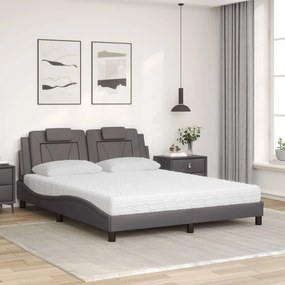 Postel Viana s matrací šedá 160 x 200 cm umělá kůže 3208806