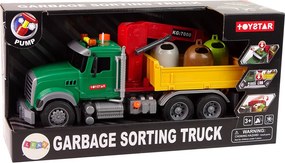 LEAN Toys Nákladní auto, jeřáb, doprava, odpadkový koš, zvuk