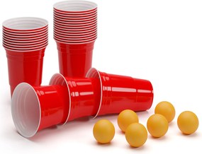 BeerCup Andrews, červené kelímky na pivo, 473 ml (16 oz), robustní, včetně míčků a pravidel