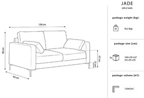 Dvoumístná pohovka jade 158 cm samet zelená MUZZA