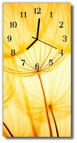 Skleněné hodiny vertikální Květiny Pampeliška žlutá