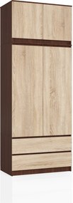 Šatní skříň s nástavbou S90 2D2SZ wenge/dub sonoma
