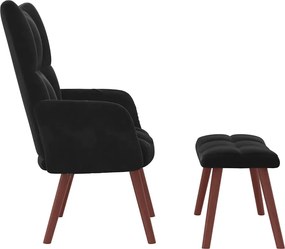 Relaxační křeslo se stoličkou černé samet 328068