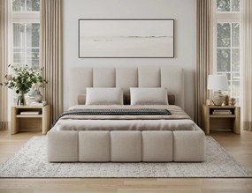Postel Edvige + Dřevěný rám + plynový výtah + kontejner 180x200