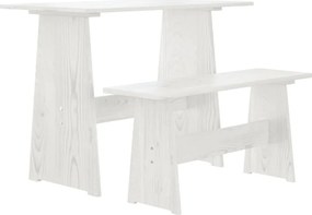vidaXL Jídelní stůl s lavicí masivní borové dřevo [327251] Barva: Bílá