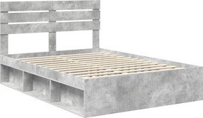 Rám postele s čelo Beton 140 x 200 cm Masivní borové dřevo 3411410